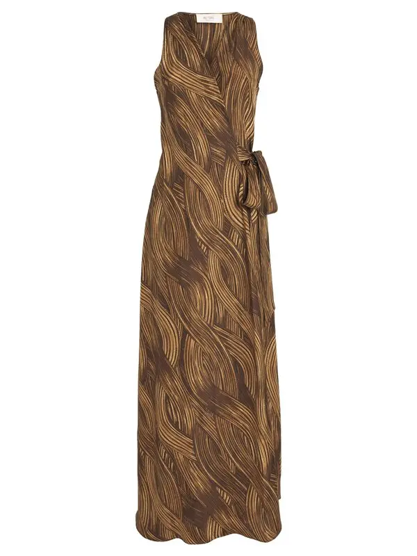 RETORI Silk Grass Waves Maxi Dress - Brown