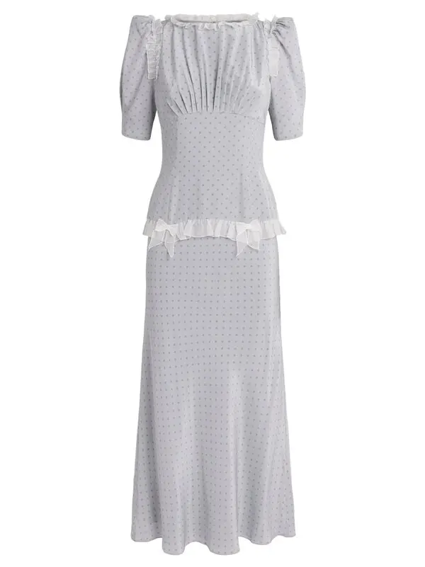 Alessandra Rich Silk Polka-dot Maxi Dress - Grey
