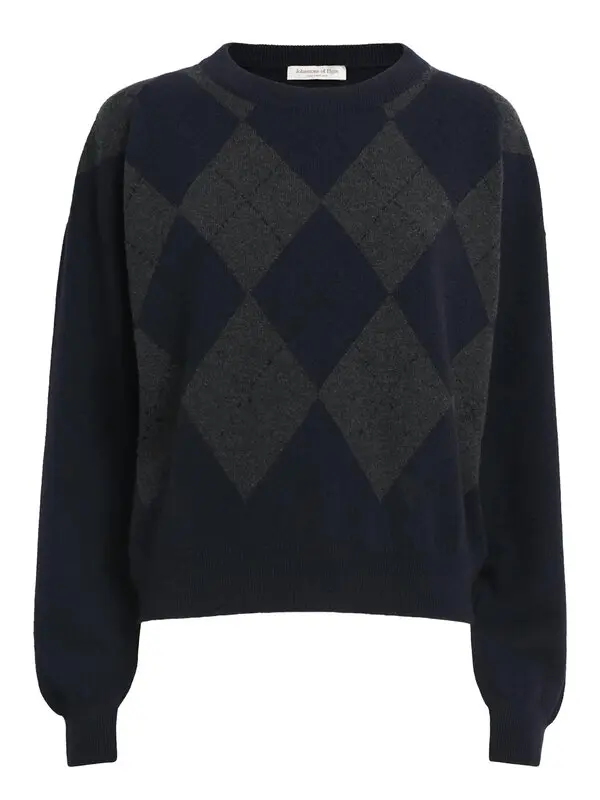 Johnstons Of Elgin Cashmere Argyle Clan Sweater - Navy