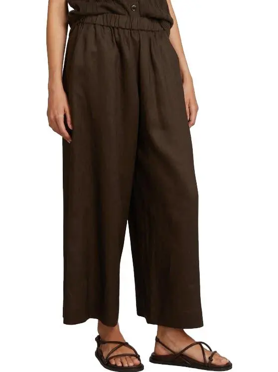MM BY MAX MARA Canneti Wide-leg Linen Pants - Dark Brown