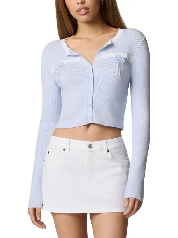 FLORENCE BY MILLS Rib Knit Crop Cardigan - Halogen Blue