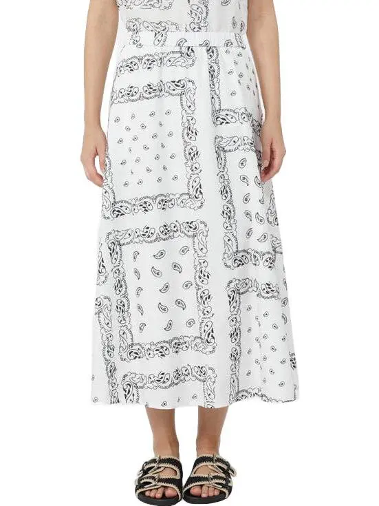 Max Mara Caravan Bandana Print Cotton Skirt - White