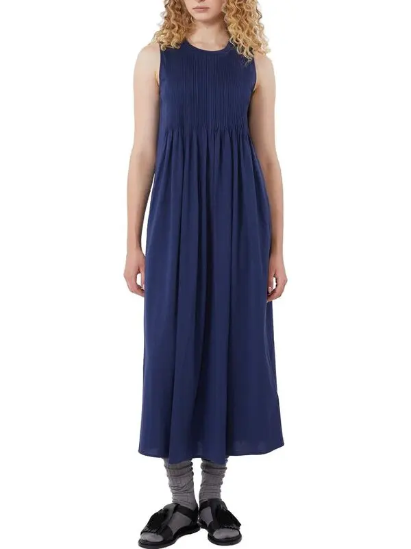 Max Mara Ricordo Pintuck Midi Dress - Navy