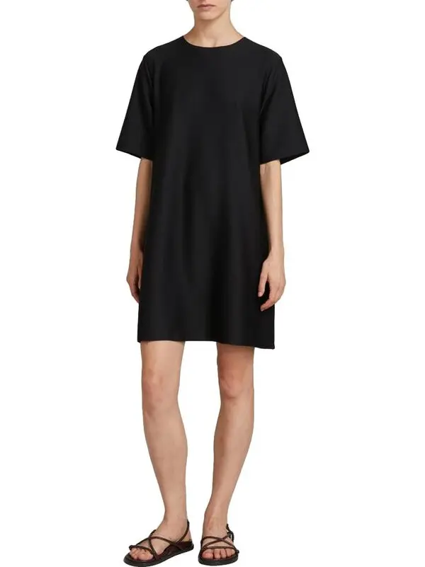 MM BY MAX MARA Zucca Short Sleeve Shift Dress - Black