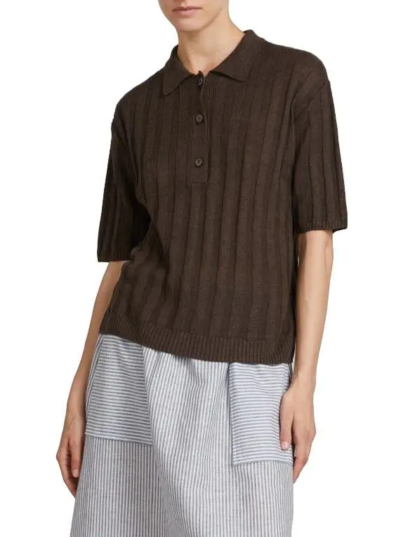 MM BY MAX MARA Rivetto Linen Polo - Dark Brown