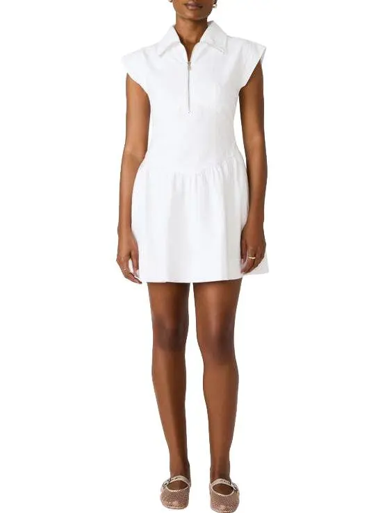 Steve Madden Gracyn Half Zip Poplin Minidress - White