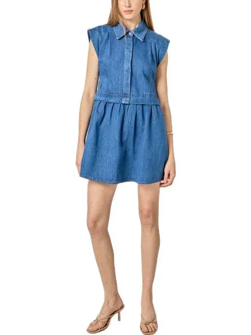English Factory Babydoll Mini Shirtdress - Denim