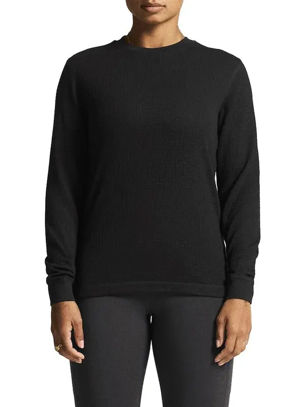 CRAFT Waffle Knit Long Sleeve T-shirt - Black