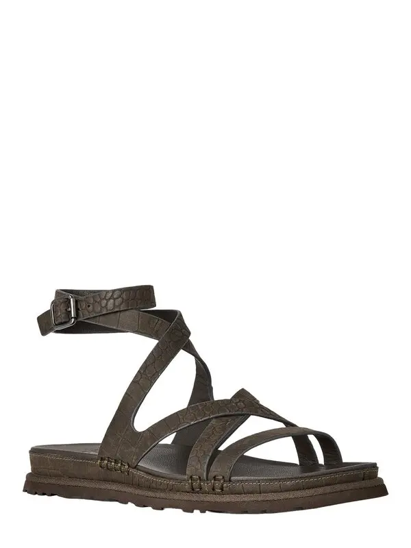 UGG Goldengaze Embossed Ankle Wrap Sandals - Dense Smoke