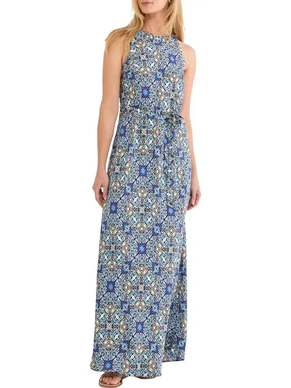 NIC+ZOE Filigree Tile Sleeveless Maxi Dress - Blue Multi
