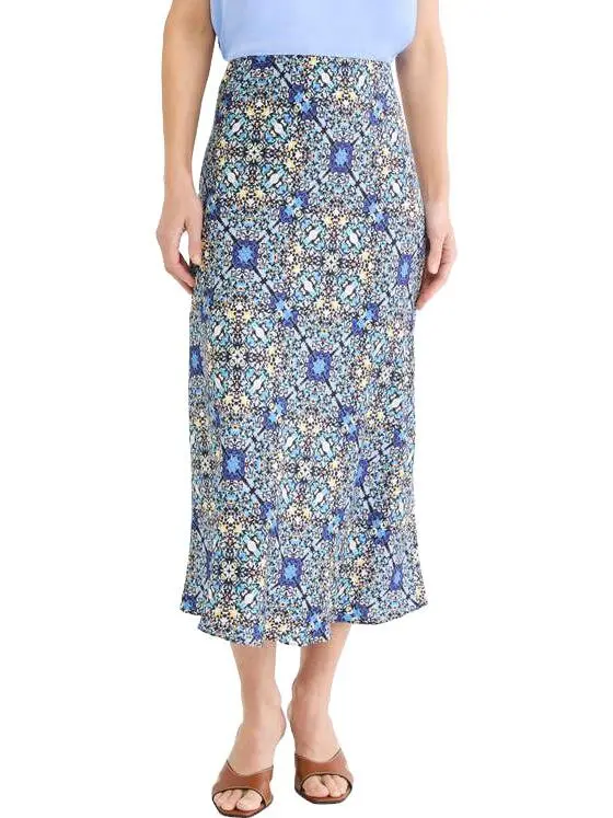 NIC+ZOE Filigree Tile Slip Skirt - Blue Multi