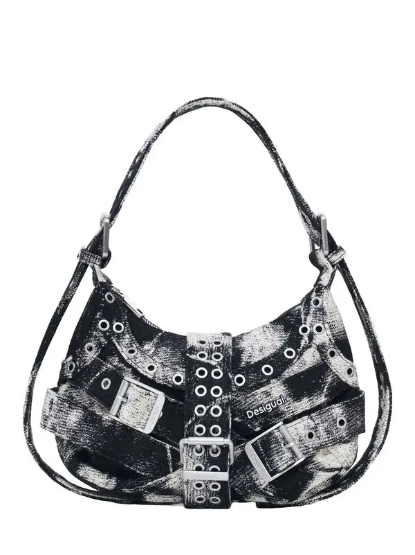 Desigual Logo Belt Detail Shoulder Bag - Light Gray