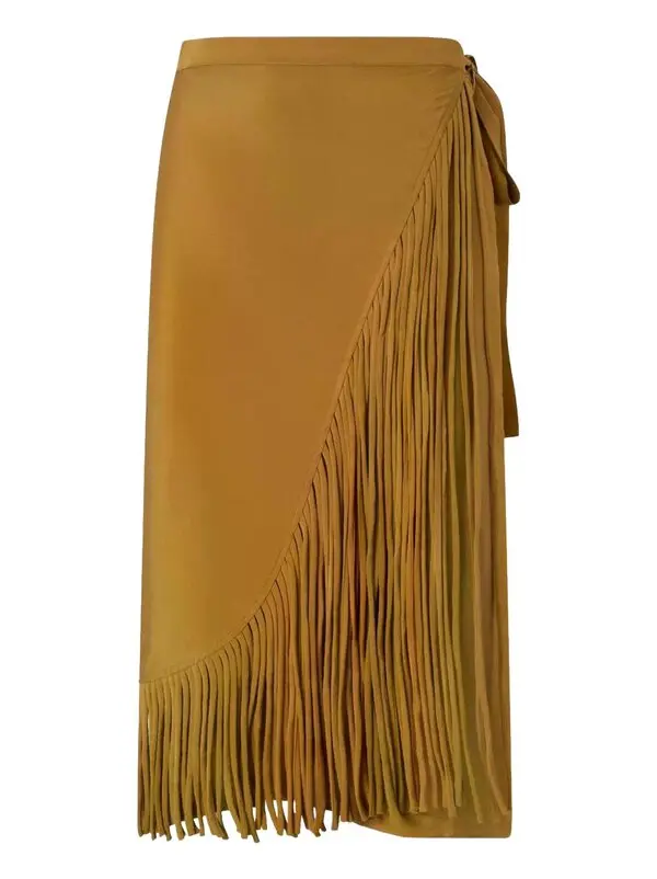 Pinko Fringed Tie Skirt - Brown