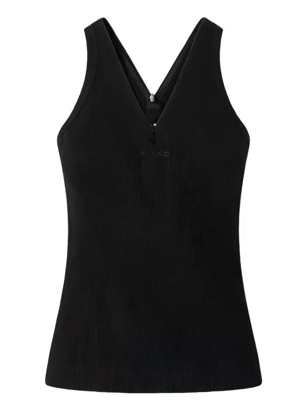 Pinko V-neck Zip-fastening Tank Top - Black