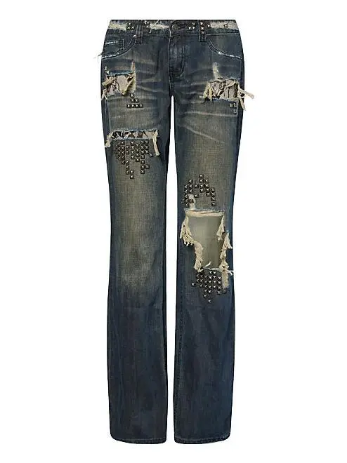 JADED LONDON Distressed Studded Denim Jeans - Multi