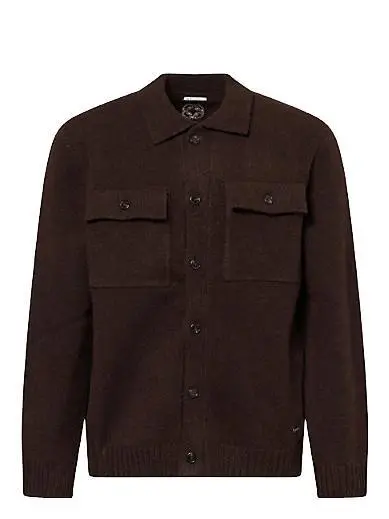 BELIER Patch-pocket Collared Knitted Overshirt - Brown