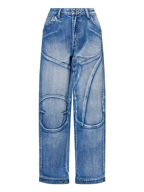 JADED LONDON Panelled Wide-leg Denim Jeans - Blue