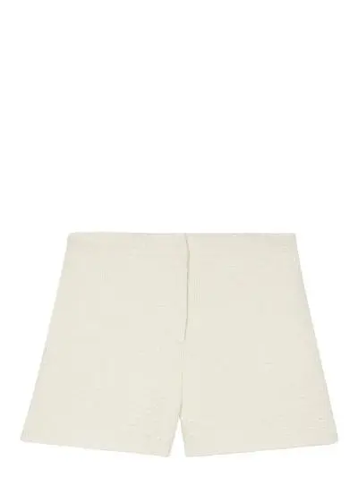 The Kooples Tailored Mid-rise Cotton-blend Shorts - Ecru