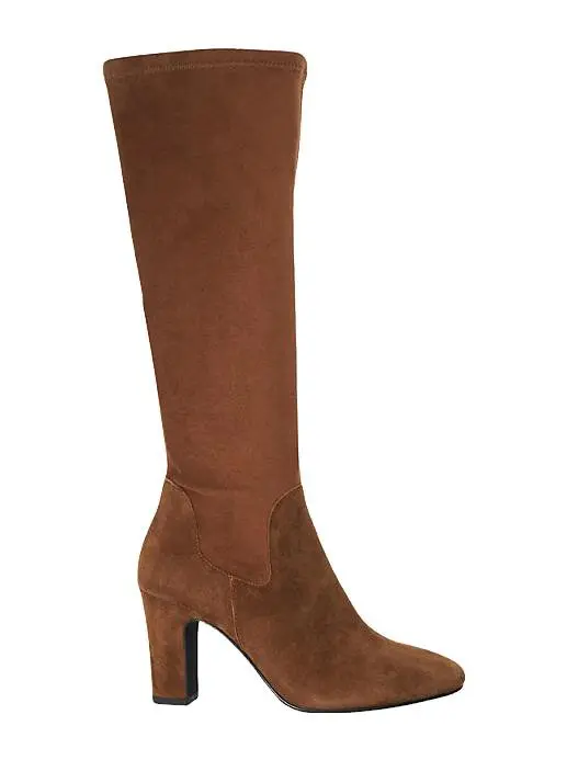 DUNE Faux-suede Heeled Knee-high Boots - Tan Suede