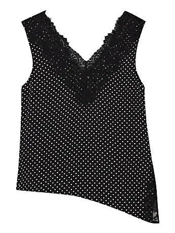 Whistles Polka-dot Lace-trim Woven Top - Black