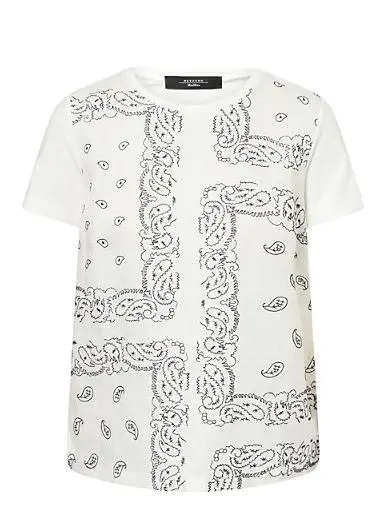 Max Mara Embroidered Linen And Cotton-jersey T-shirt - White Black