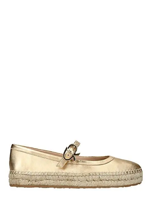 GIANVITO ROSSI Elda Metallic-leather Ballet Flats - Gold