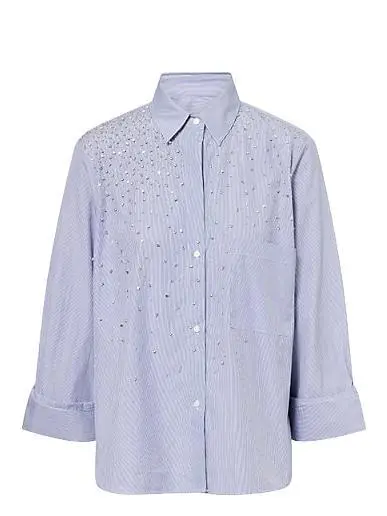 TWP Stripe Crystal Cotton Shirt - White Midnight