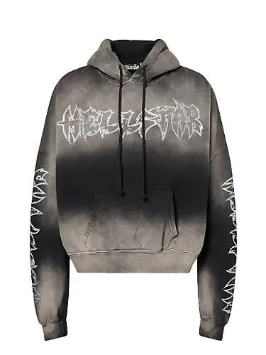 HELLSTAR Stars-shine Graffiti-print Cotton Hoody - Black