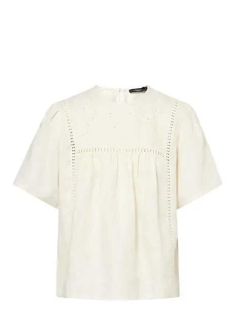 Max Mara Embroidered Linen Top - Ecru Broderie