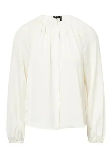 Theory Ruched Silk Blouse - Ivory