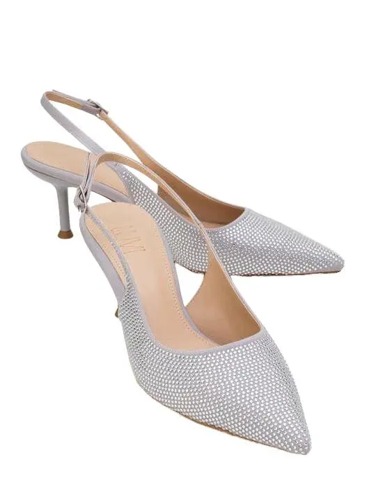 PROLOGUE SHOES Pointed Toe Slingback Pumps - Silver