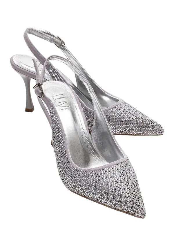 PROLOGUE SHOES Johanna Slingback Stiletto Pumps - Silver