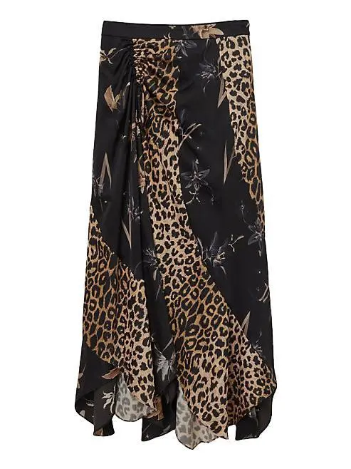 ALLSAINTS Arleen Leopard-print Maxi Skirt - Petra Black