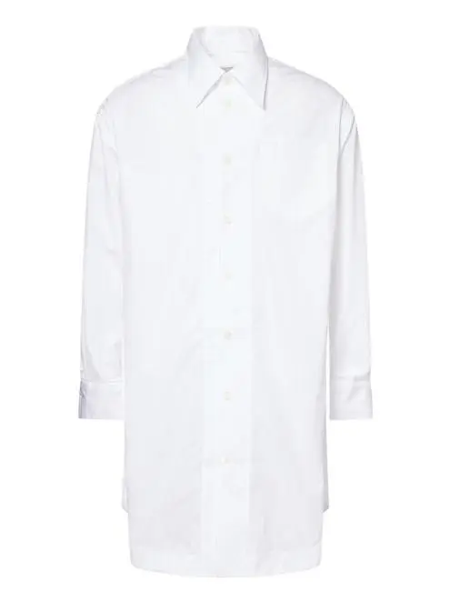 Ami Oversized Long-line Cotton Shirt - Blanc