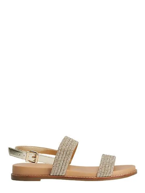 DUNE Levia Diamonte Woven Leather Sandals - Gold Synthetic