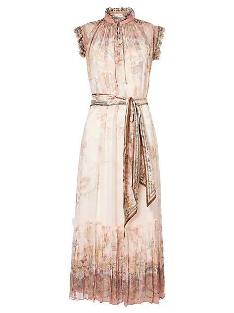 Zimmermann Alchemy Flutter Woven Midi Dress - Pink Paisley
