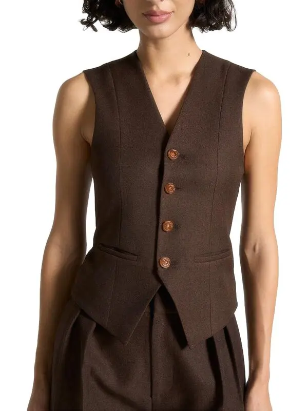 Manière De Voir Tailored Waistcoat With Cinch Waist Tie - Espresso
