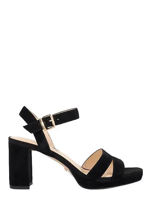 DUNE Manifesting Mini Suede Platform Sandals - Black Suede Mix