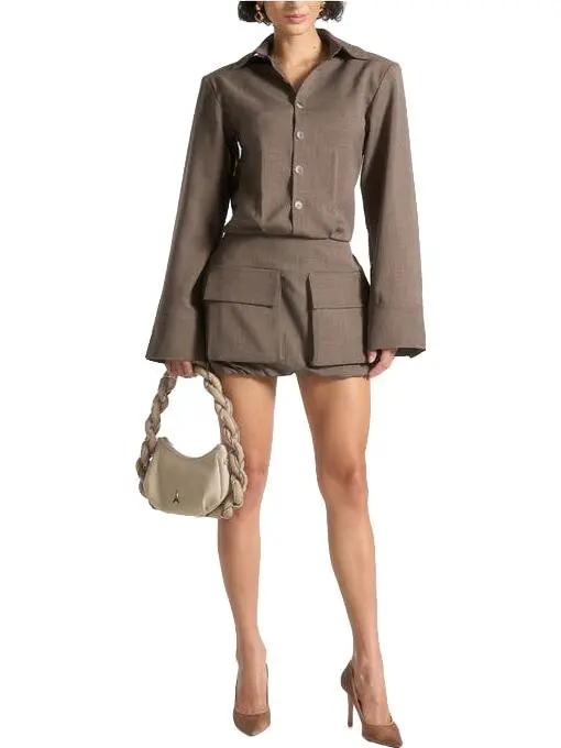 Manière De Voir Laure Cargo Shirt Mini Dress - Dark Taupe