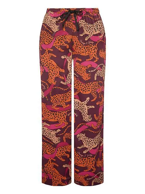 SAVAGE X FENTY Satin Ever After Printed Pajama Trousers - Purple Persuas/tof Tan