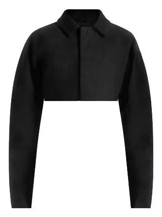 Manière De Voir Elya Suede Super Cropped Jacket - Black