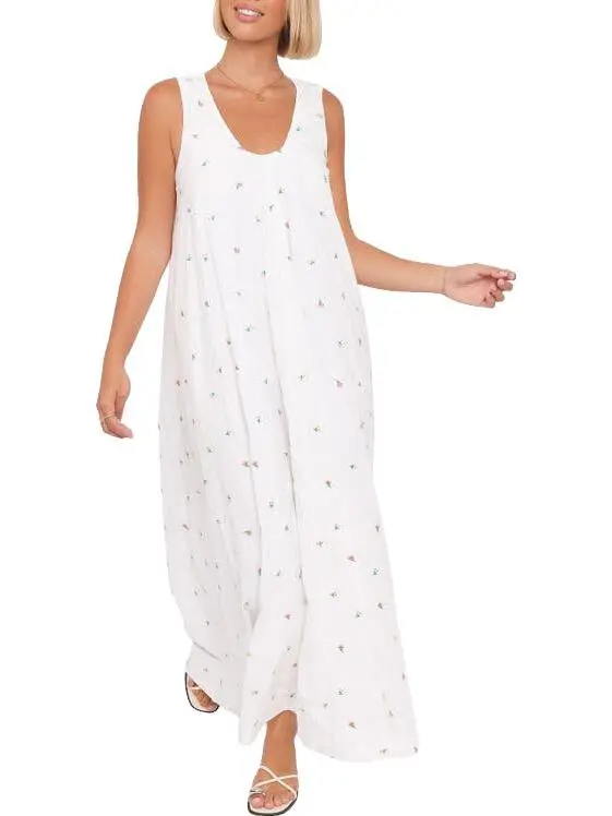 PETAL & PUP Laurita Cotton Maxi Dress - White Floral