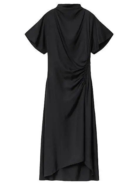 ALLSAINTS Rosie High-neck Silk-blend Midi Dress - Black
