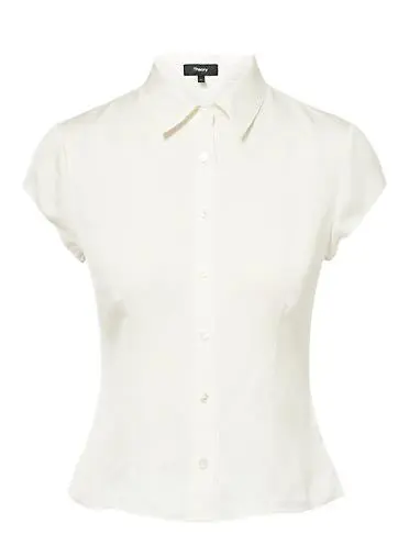 Theory Cap-sleeve Silk Blouse - Ivory