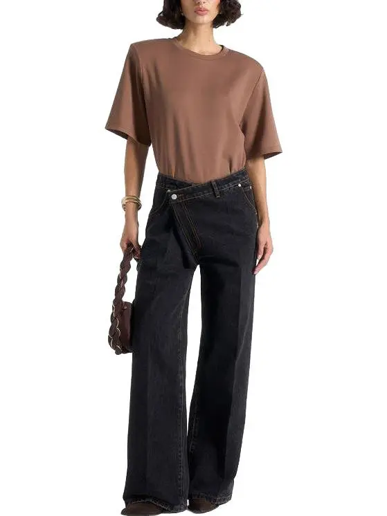 Manière De Voir Wide Shoulder Bodysuit T-shirt - Brown