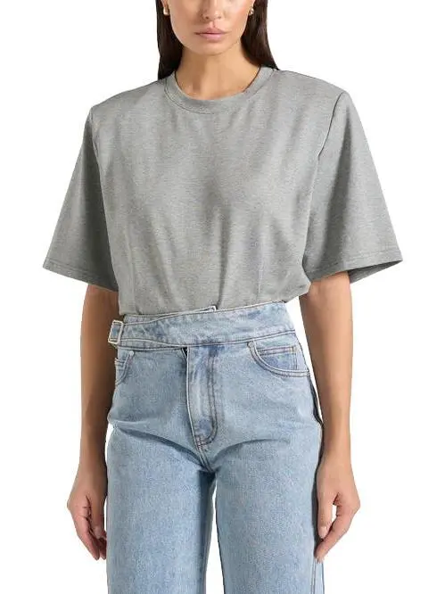Manière De Voir Mia Wide Shoulder Bodysuit T-shirt - Grey