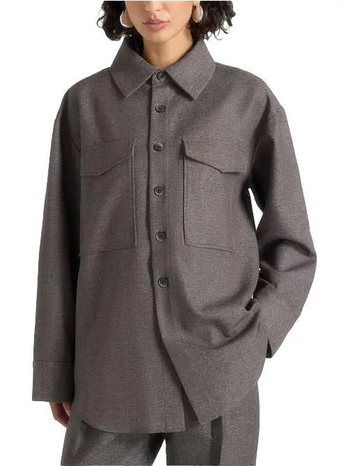 Manière De Voir Oversized Tailored Shirt - Grey Marl