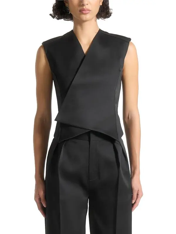 Manière De Voir Laurence Sateen Wrap Waistcoat - Black
