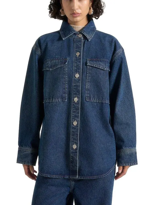 Manière De Voir Oversized Denim Shirt - Indigo