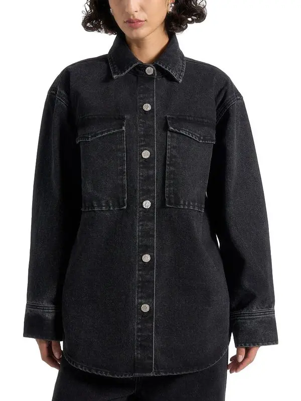 Manière De Voir Oversized Denim Shirt - Washed Black